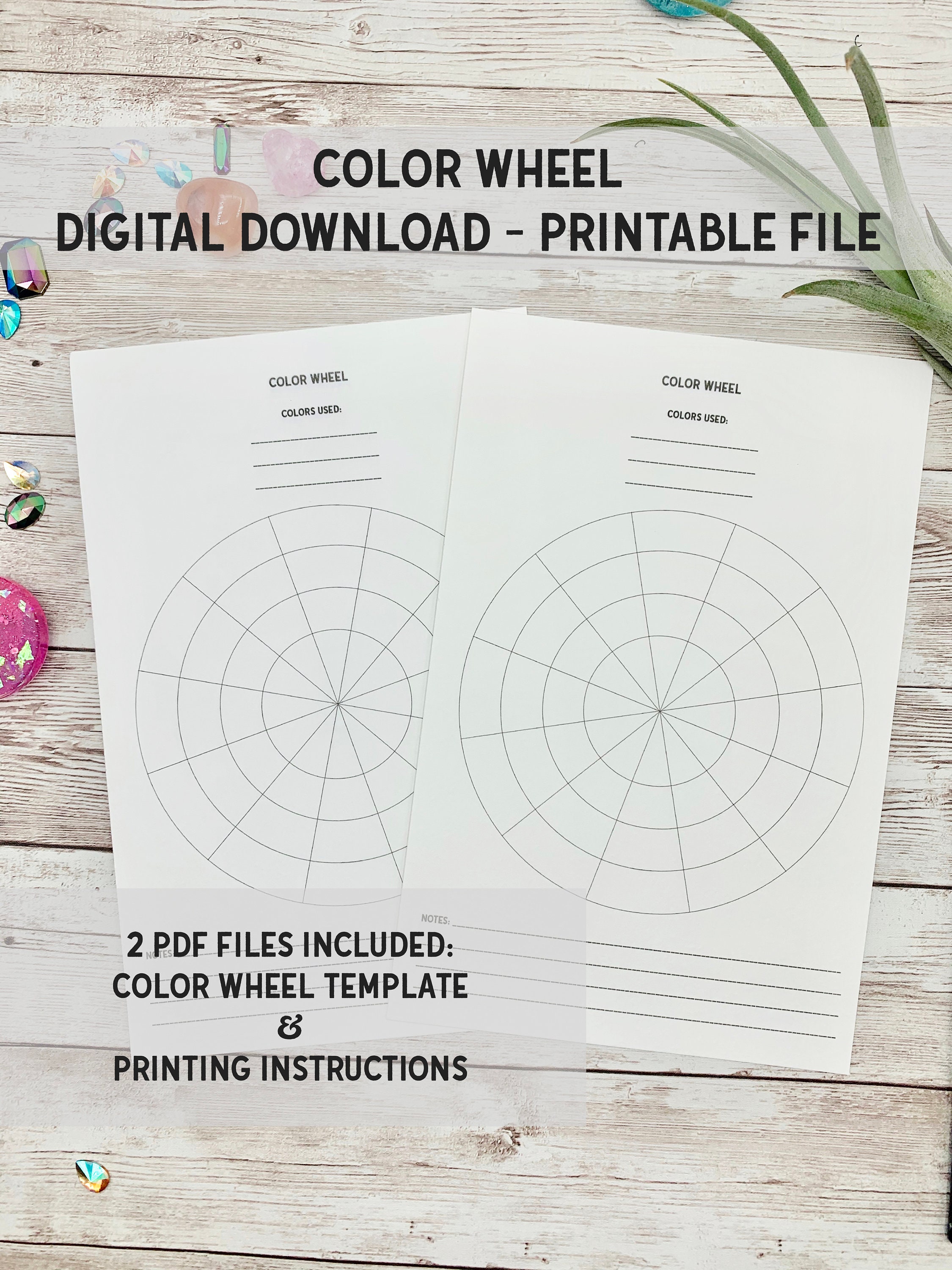 DIGITAL Printable Color Wheel Chart Watercolor Study Chart - Etsy