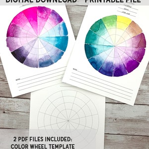 DIGITAL Printable Color Wheel Chart Watercolor Study Chart - Etsy