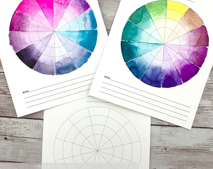 DIGITAL Printable Color Wheel Chart Watercolor Study Chart | Etsy