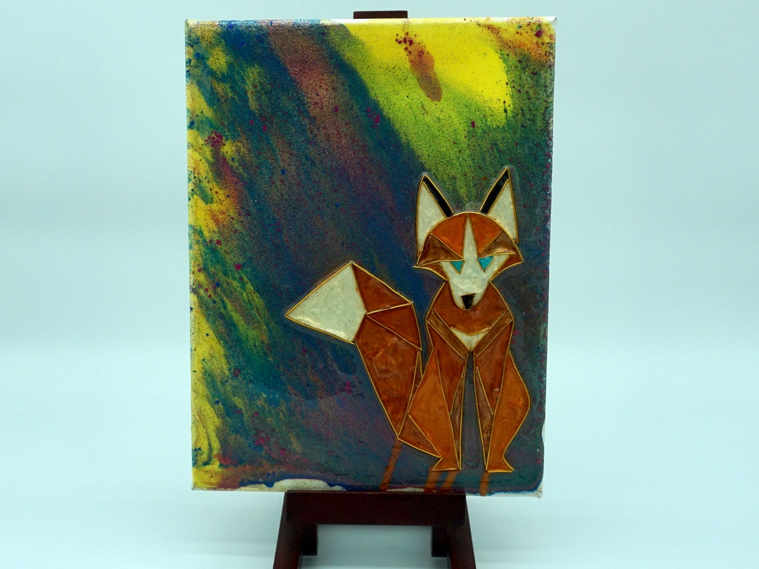 Colorful Abstract Fox Artwork | Red Fox Painting | Fox Art | Epoxy ...