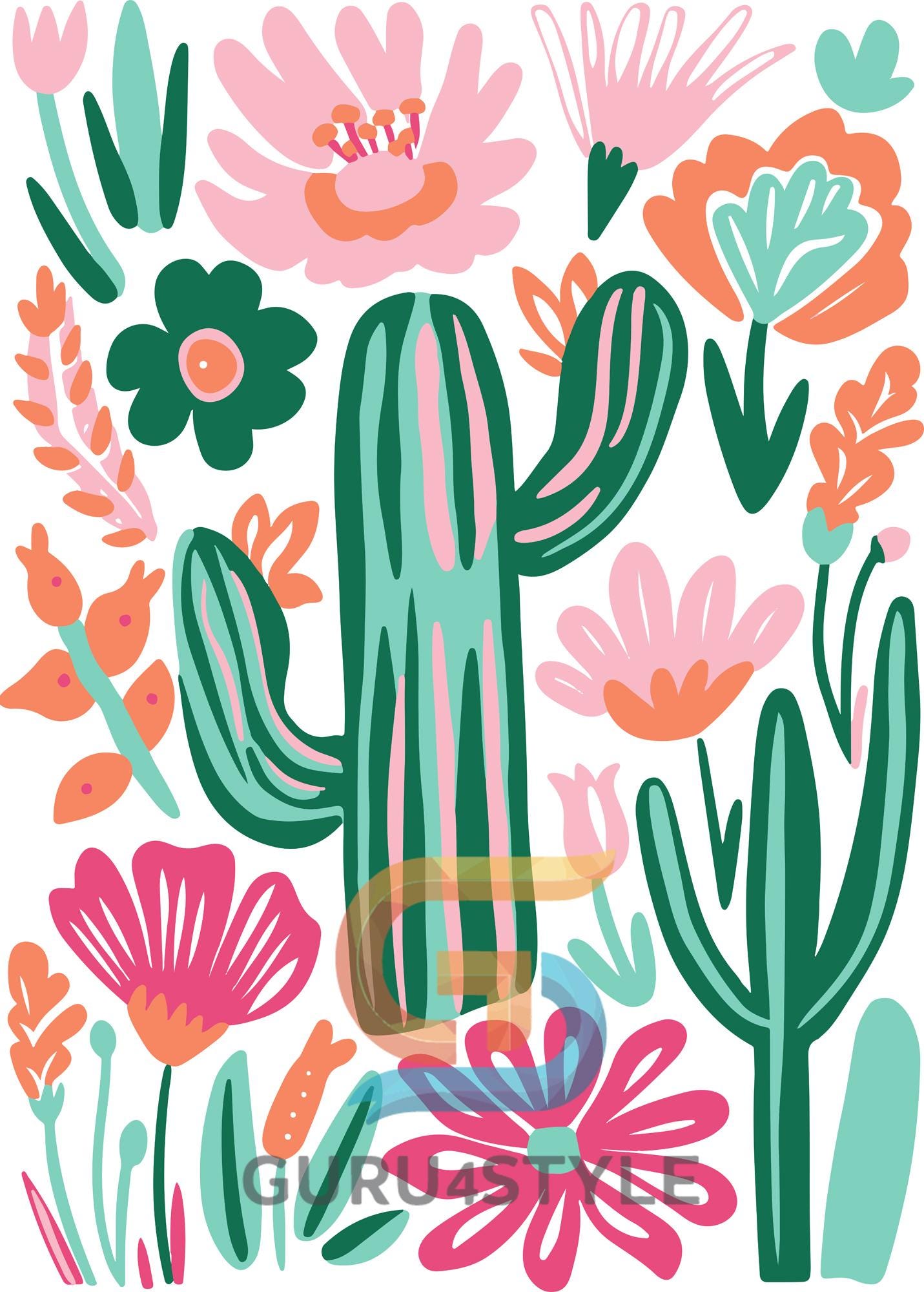Boho Cactus Png Tshirt Vibes Cacti and Flowers Svg Bundle Png Floral ...