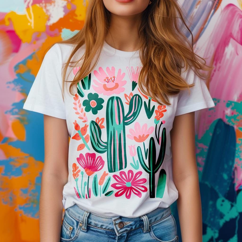 Boho Cactus Png Tshirt Vibes Cacti and Flowers Svg Bundle Png Floral ...