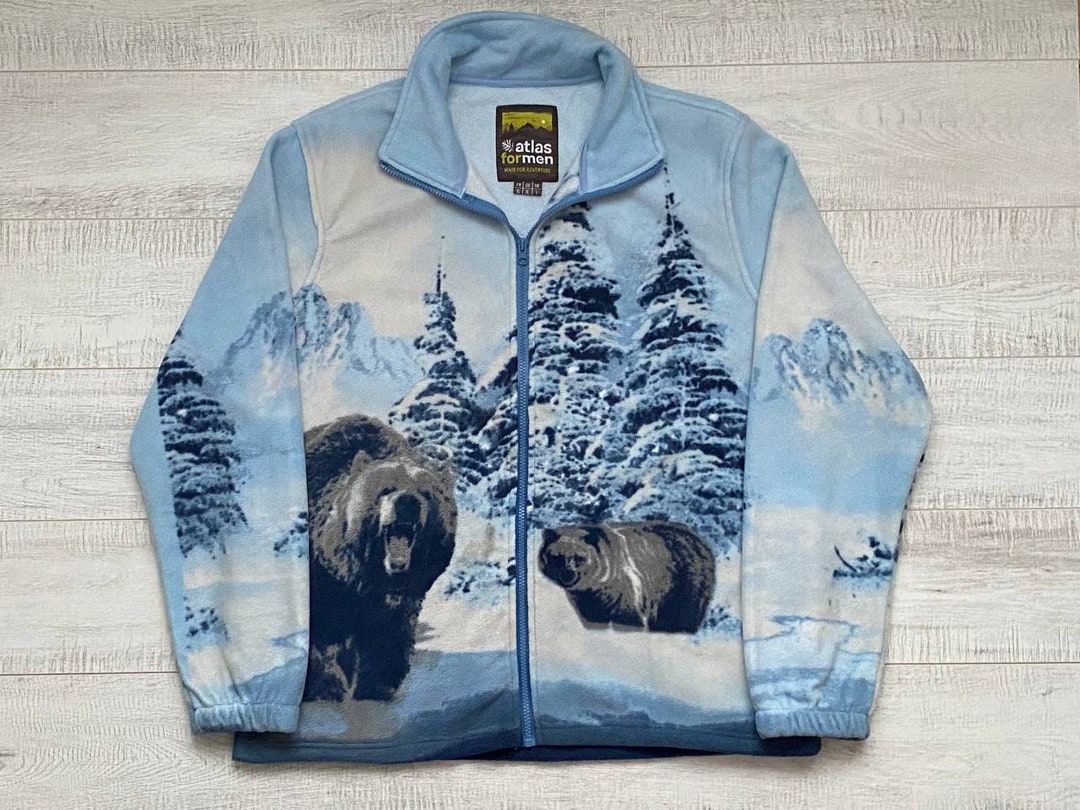 Vintage Animal Fleece Bear Zip up Jacket - Etsy