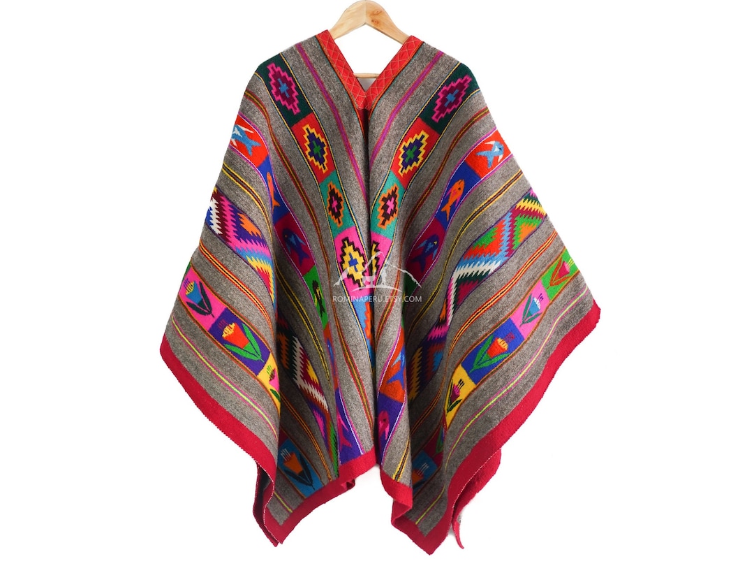 Poncho tradicional curandero peruano tiene detalles de - Etsy España