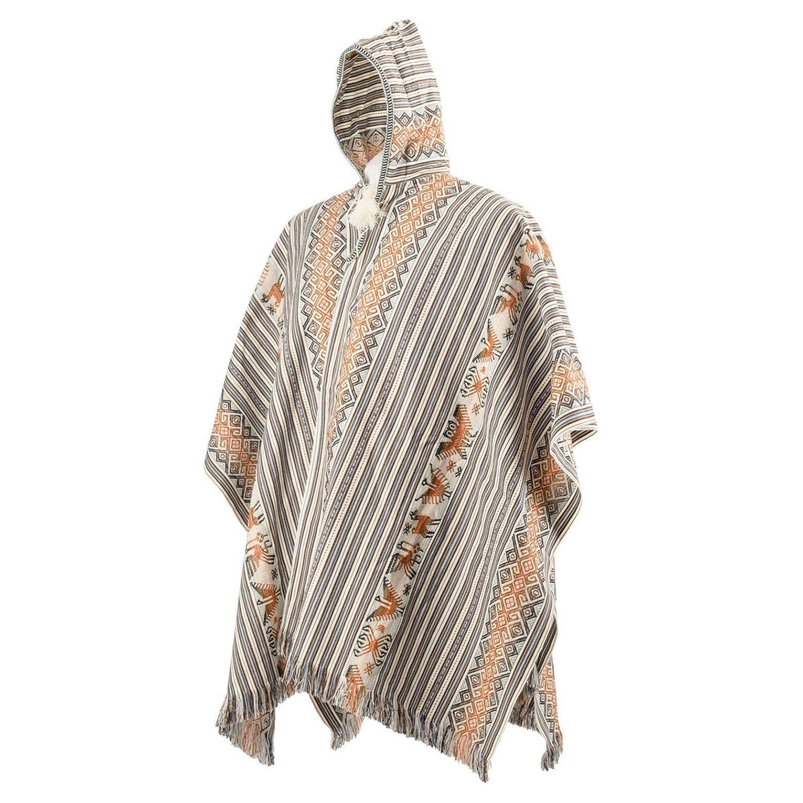 Peruvian Poncho Shaman White Hooded Peruvian Traditional Wool - Etsy ...