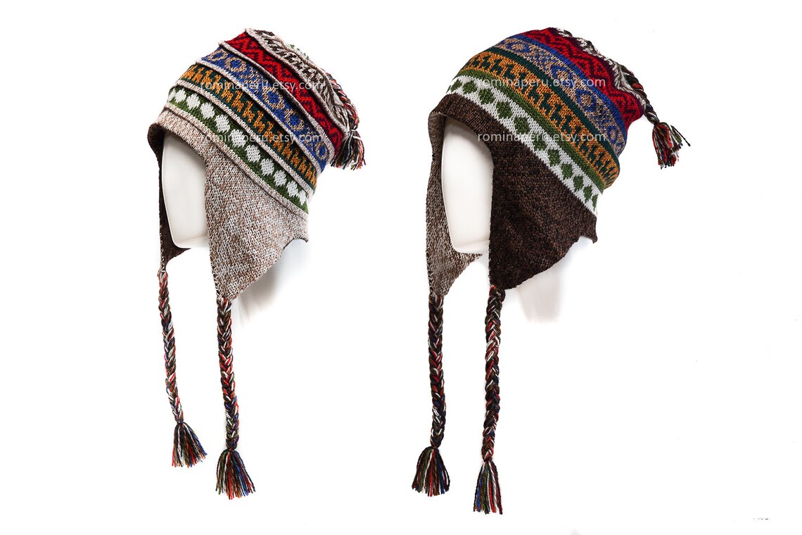 Red Hat Reversible chullo Winter Hat With Earflaps - Etsy