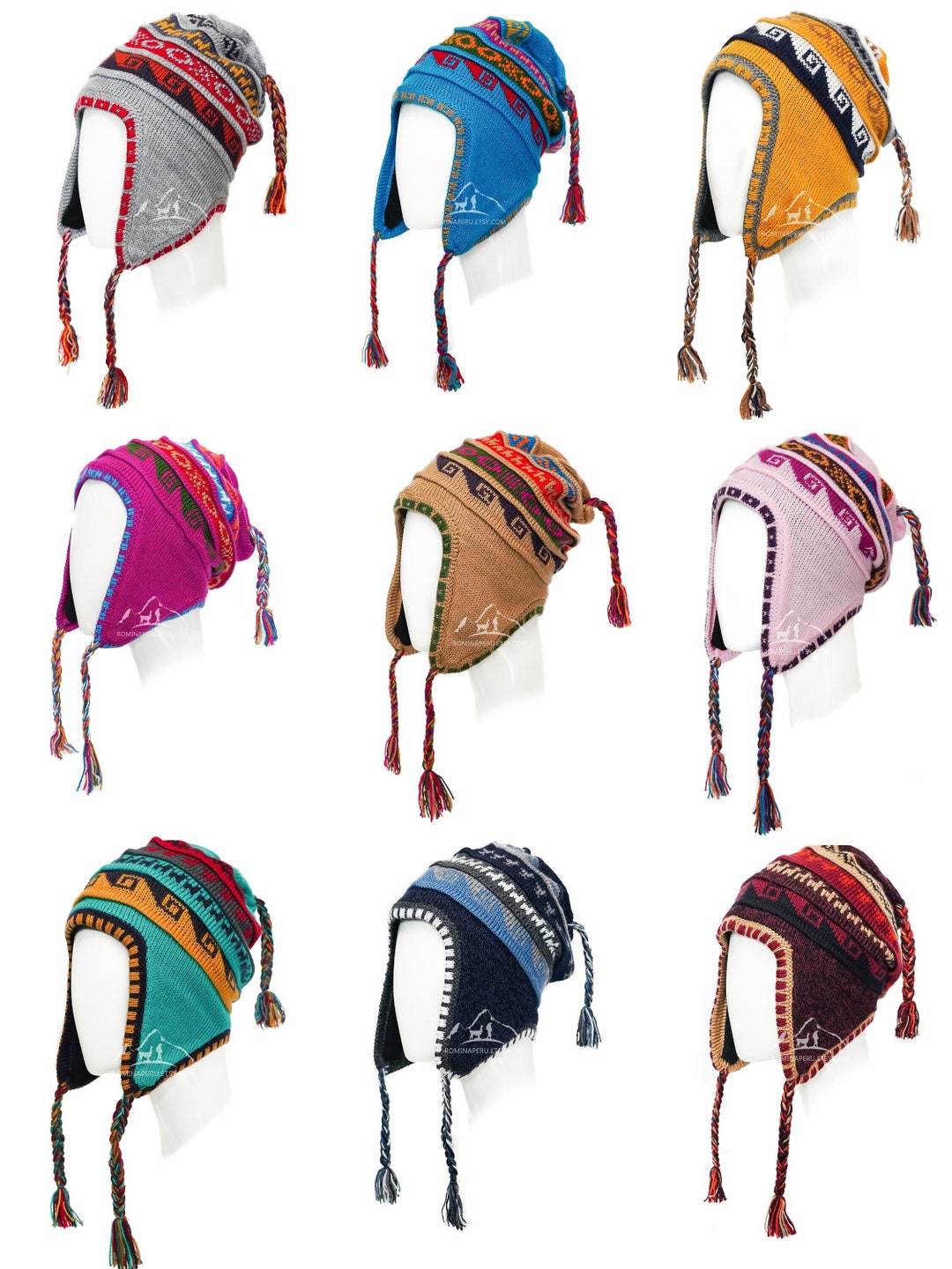 Andean Elegance Unisex Alpaca Chullo Hat With Earflaps 100% Soft Fleece ...