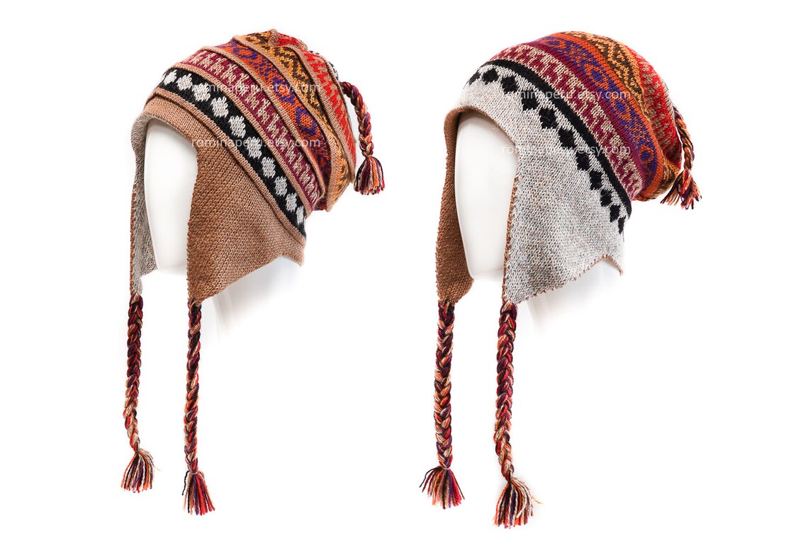 Red Hat Reversible chullo Winter Hat With Earflaps - Etsy