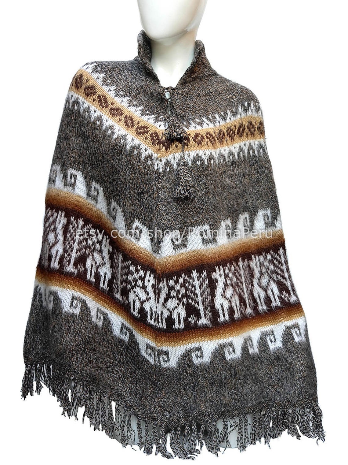 Peruvian Poncho BROWN Alpaca Poncho for Women Peruvian - Etsy