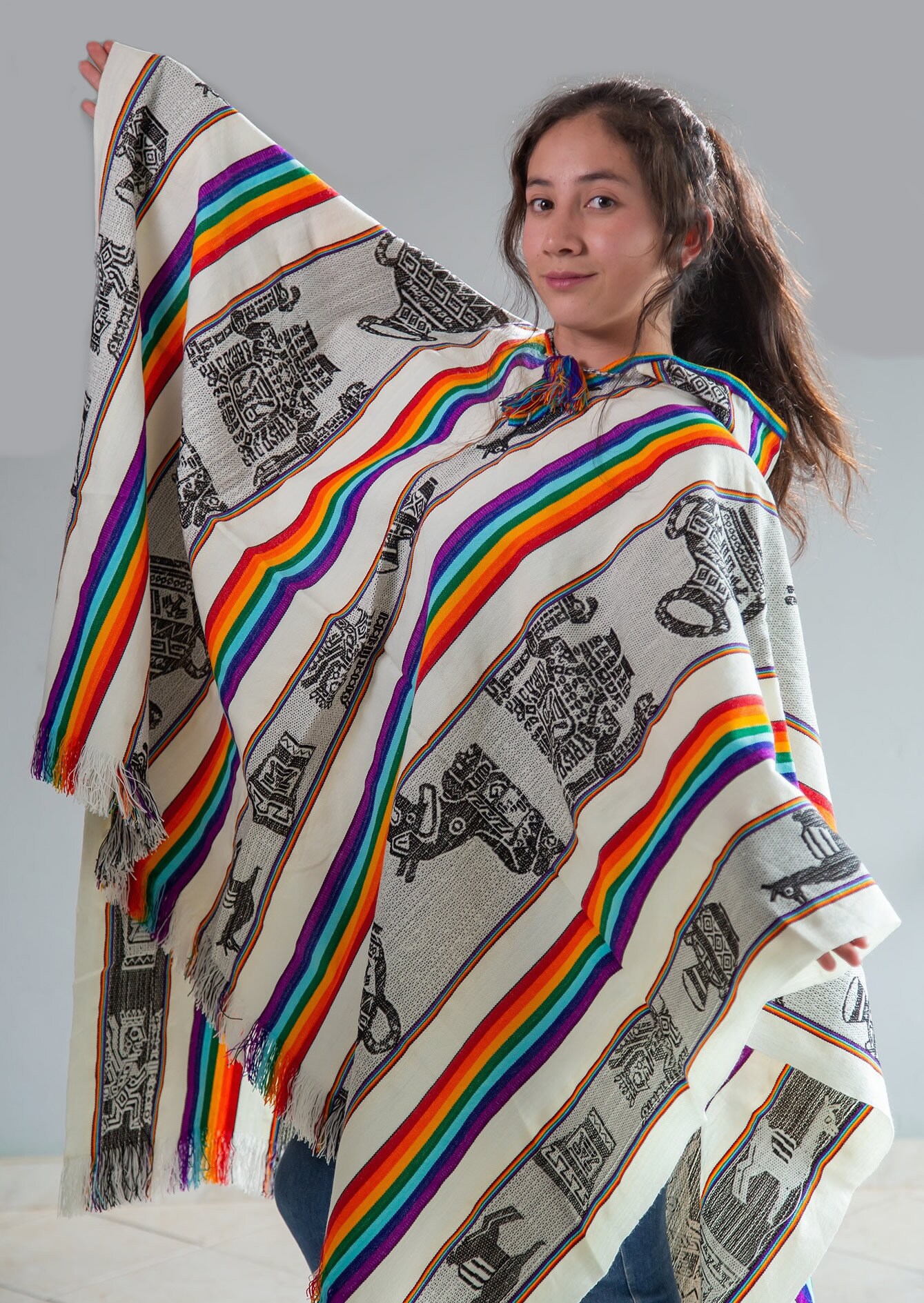 Chamán encapuchado peruano Poncho Verde peruano mezcla | Etsy