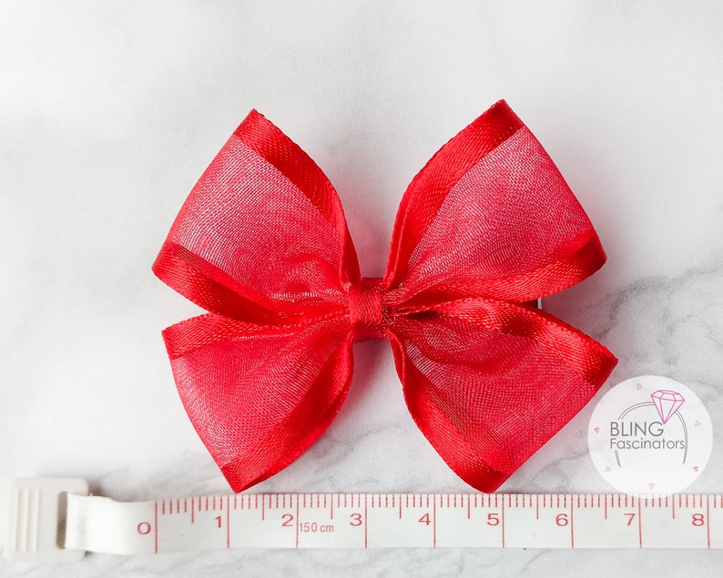 Back to School Pigtail Red Satin Pinwheel Ribbon Hair Bows - Small ...