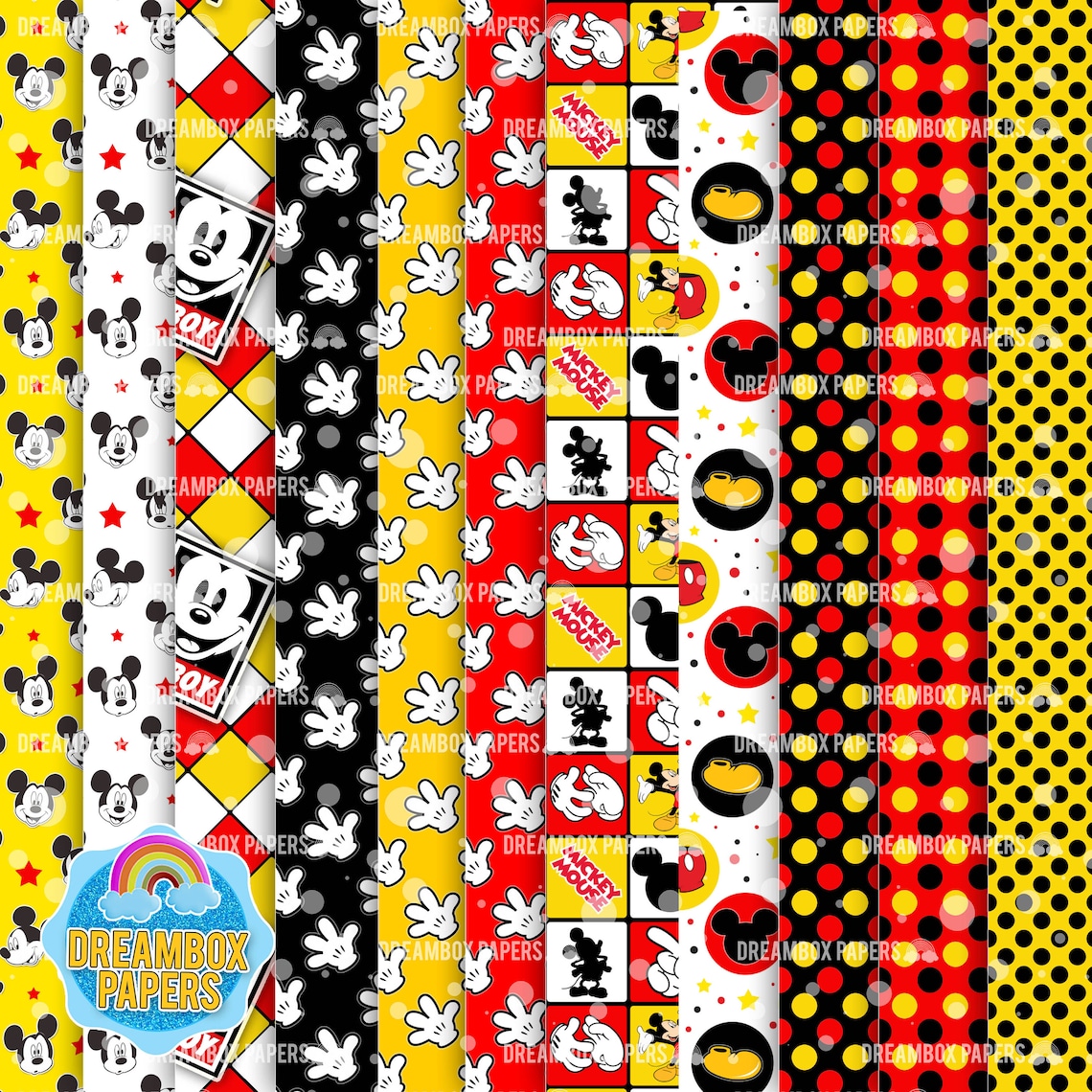 Mickey Mouse Inspired Digital Papers Free Clipart - Etsy