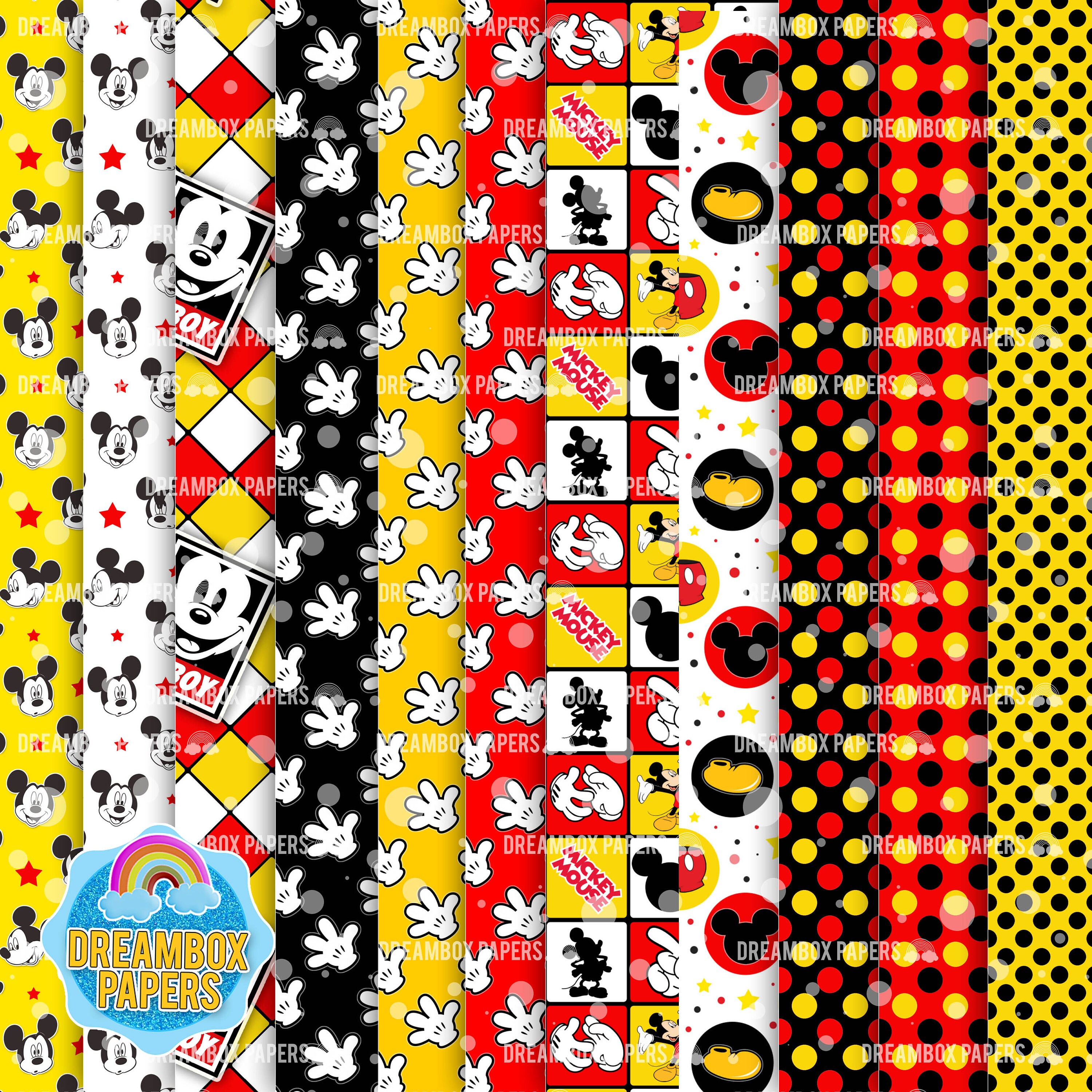 Mickey Mouse Inspired Digital Papers Free Clipart - Etsy