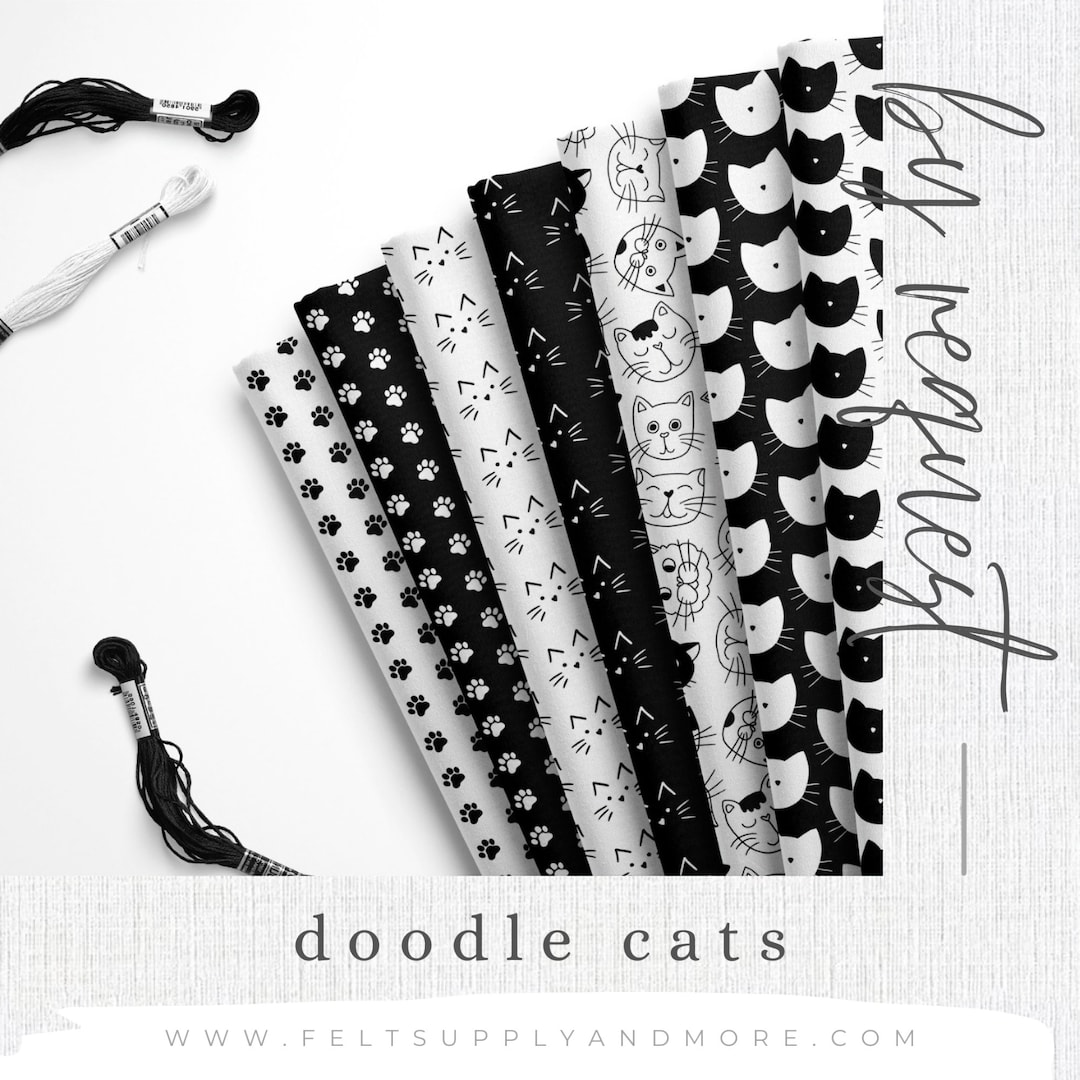 Cat Felt, Kitten Felt, Kitty Felt, Paw Print Felt, Felt, Felt Sheets ...