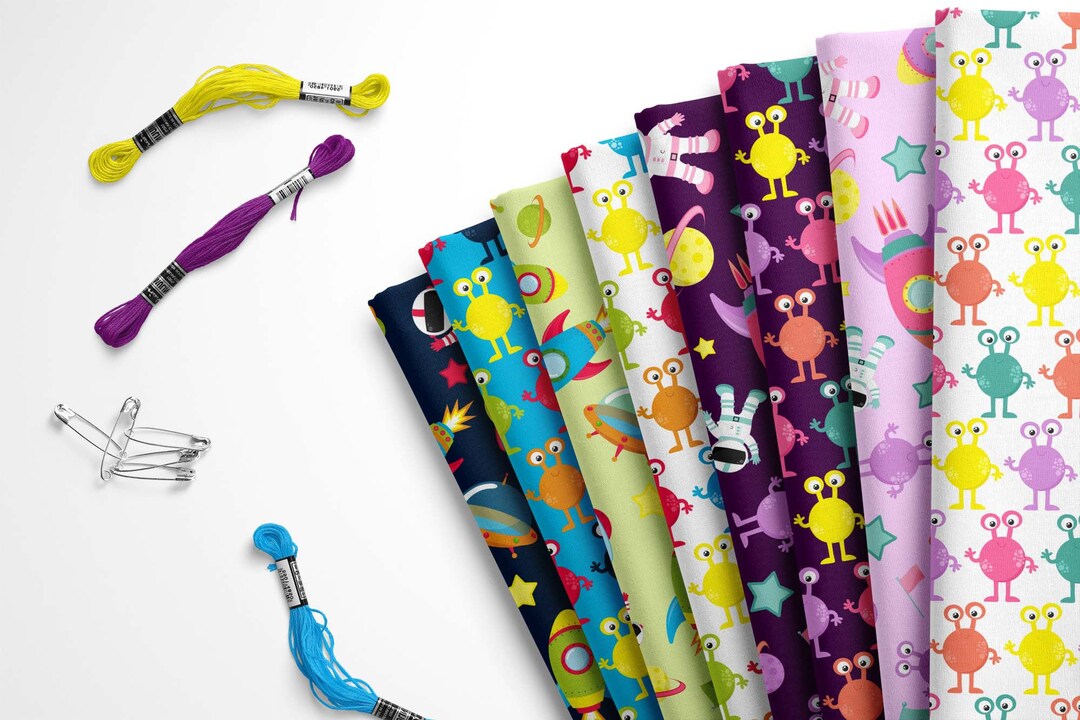 Outer Space Print Felt Sheet: Alien, Spaceship, Astronaut (9x12) - Etsy