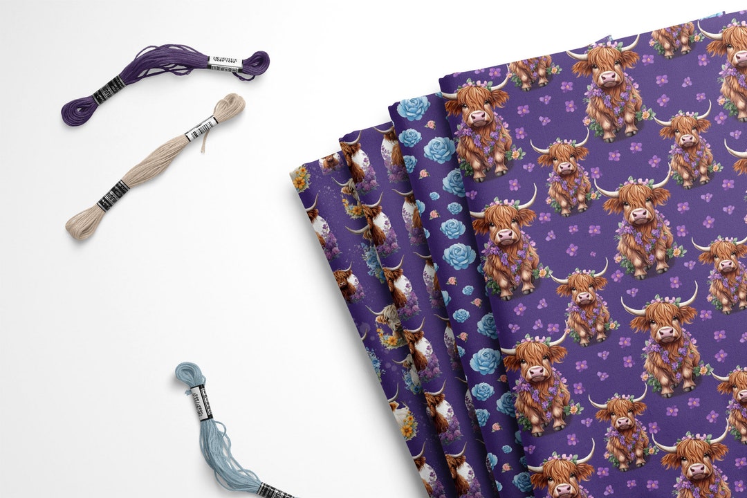 Highland Cow Felt, Cow Felt, Flower Felt, Highland Cow Fabric, Craft ...