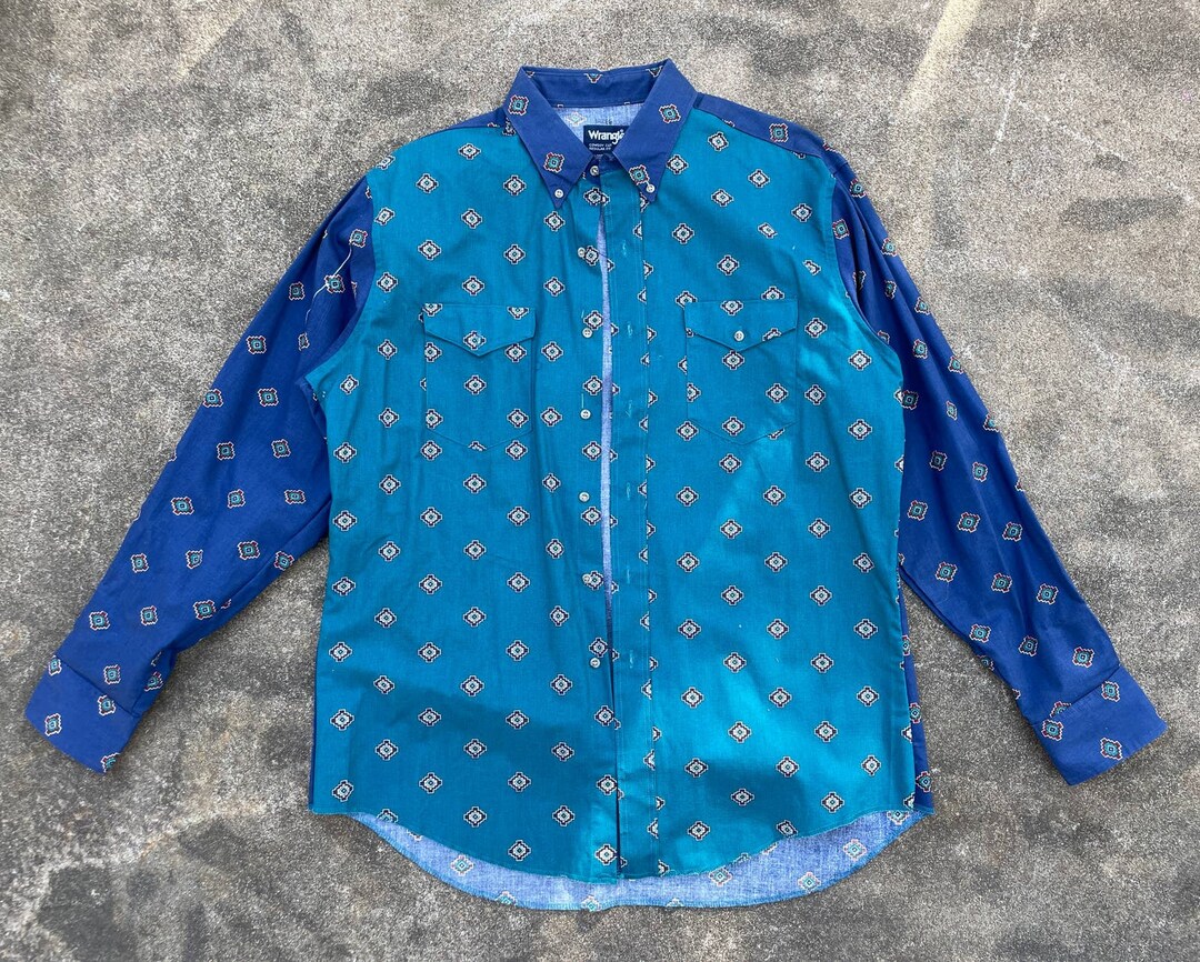 NWOT 90s Vintage Wrangler Colorblock Aztec Western Button Down - Etsy