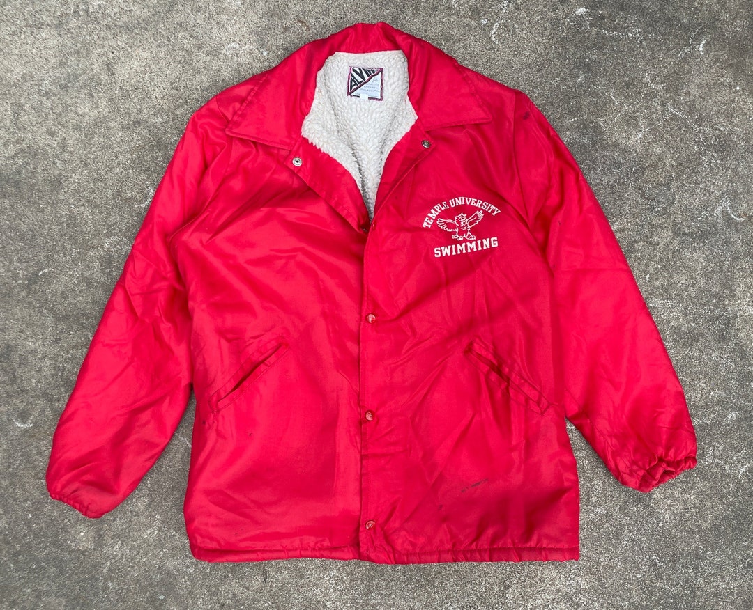 Vintage 80s Alvin Co. Temple University Swimming Fleece Lined Coaches ...