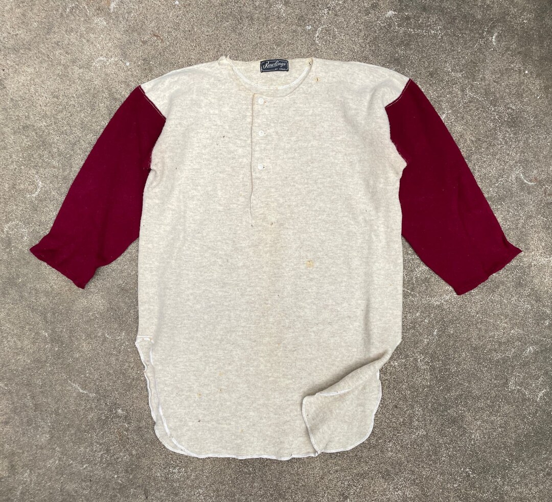 Vintage 1940s 50s Rawlings Wool 3/4 Sleeve Baseball Jersey // Medium ...