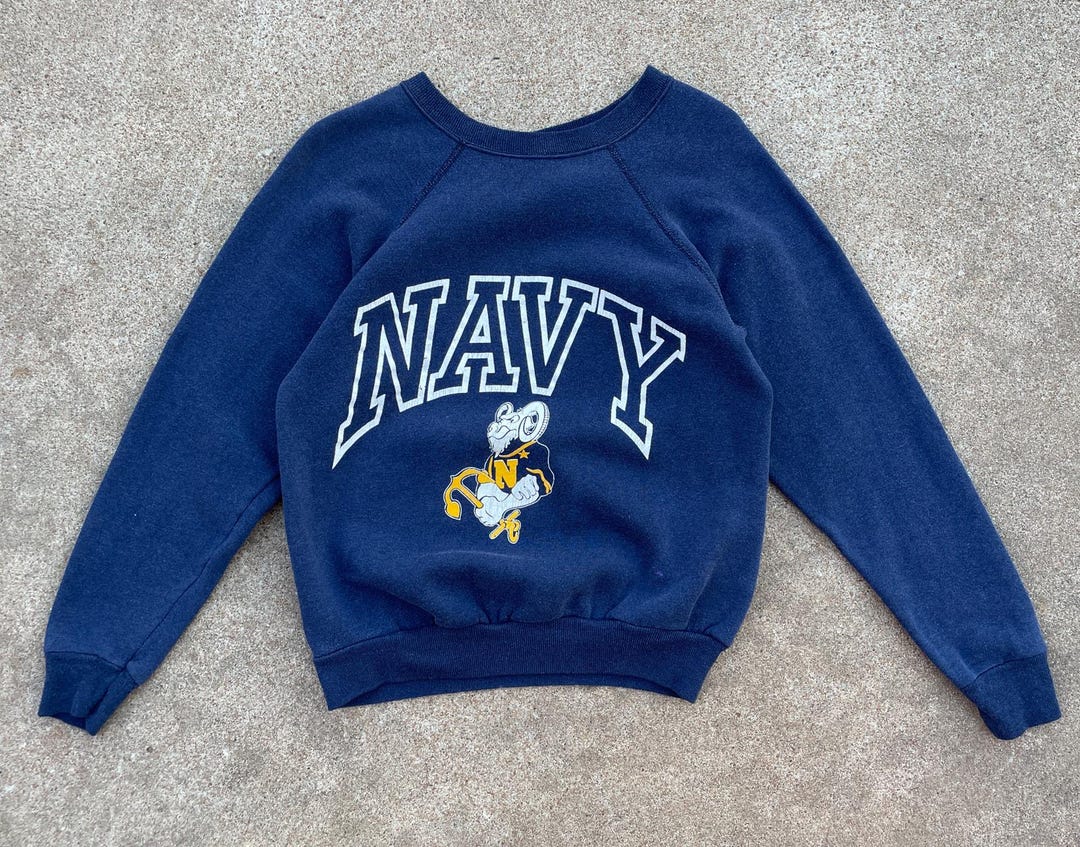 1970s 80s Vintage USN US Navy Ram Spellout Artex Raglan Sweatshirt ...