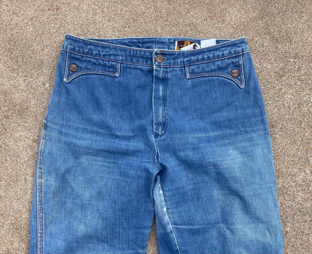 1970s 60s JTF Jeans That Fit Sears Patch Pocket Flare Jeans // 30"x30 ...