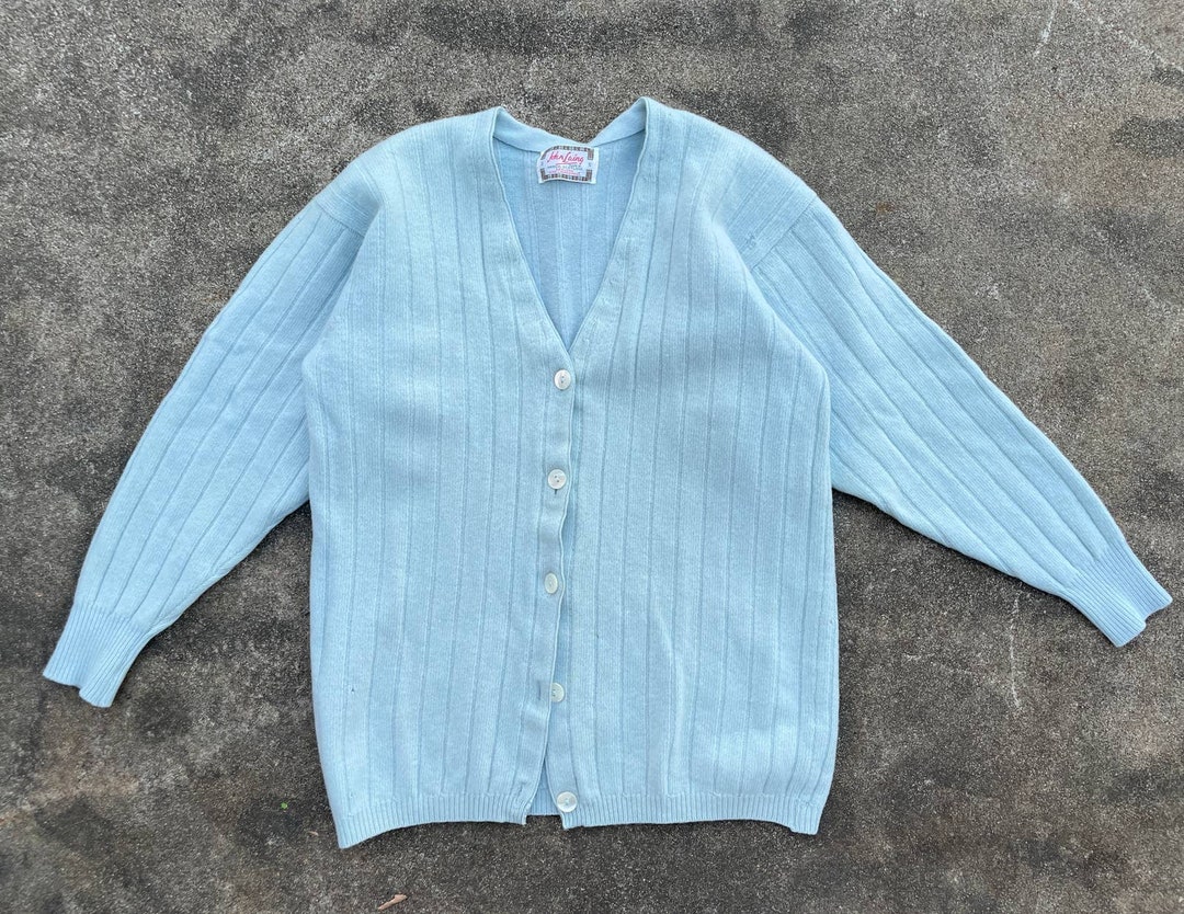 Vintage John Laing Scotland Baby Blue Lambswool Cardigan // XS - Etsy