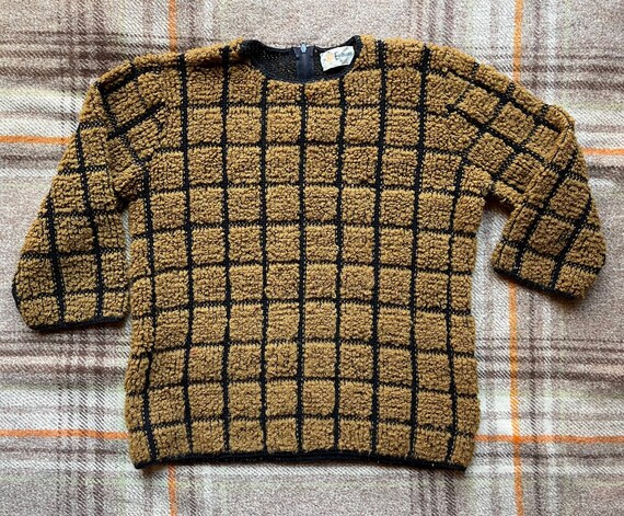 Vintage 1960s Crochet Pieced Shag Carpet Sweater Smal… - Gem