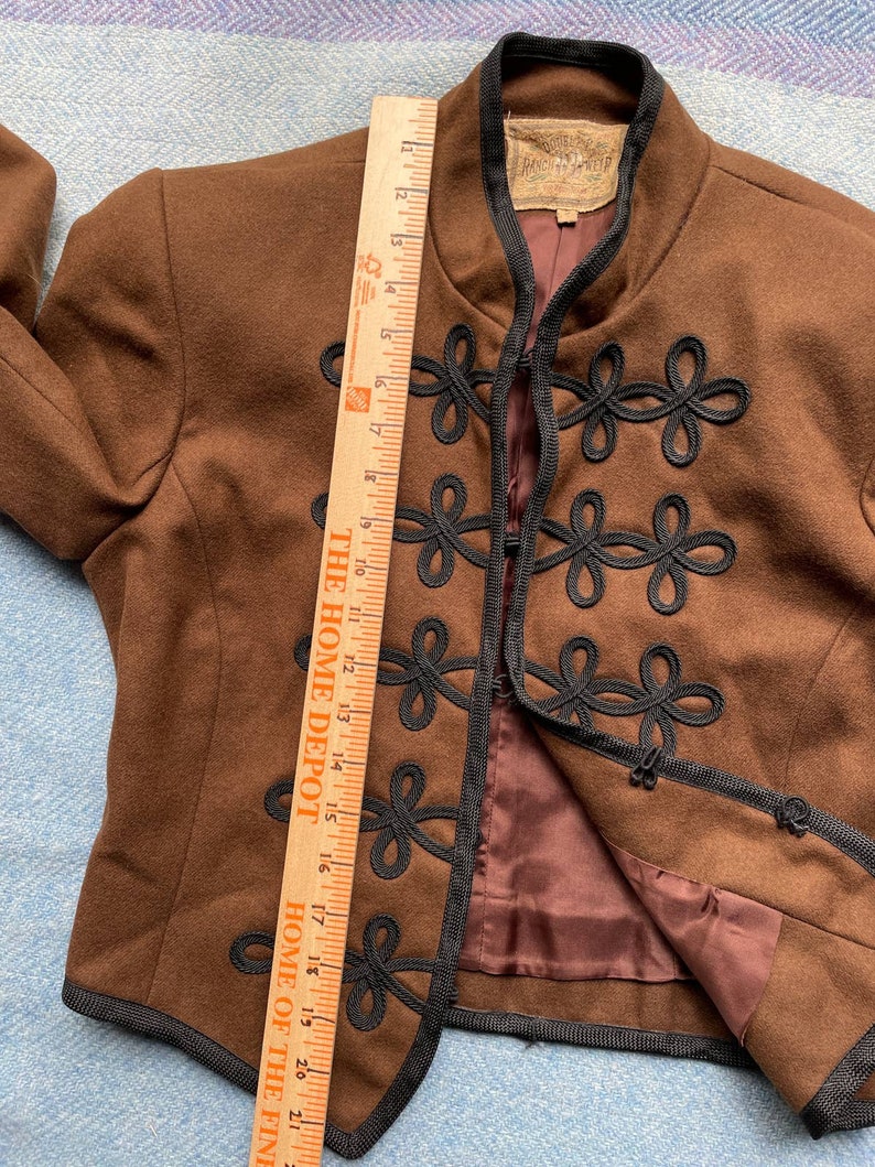 Vtg Double D Ranch Yoakum TX Embroidered Wool Military Jacket Small ...