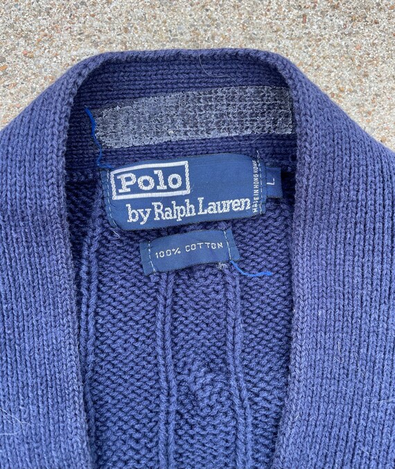 1990s Well-Worn Polo Ralph Lauren Cableknit Cardigan … - Gem