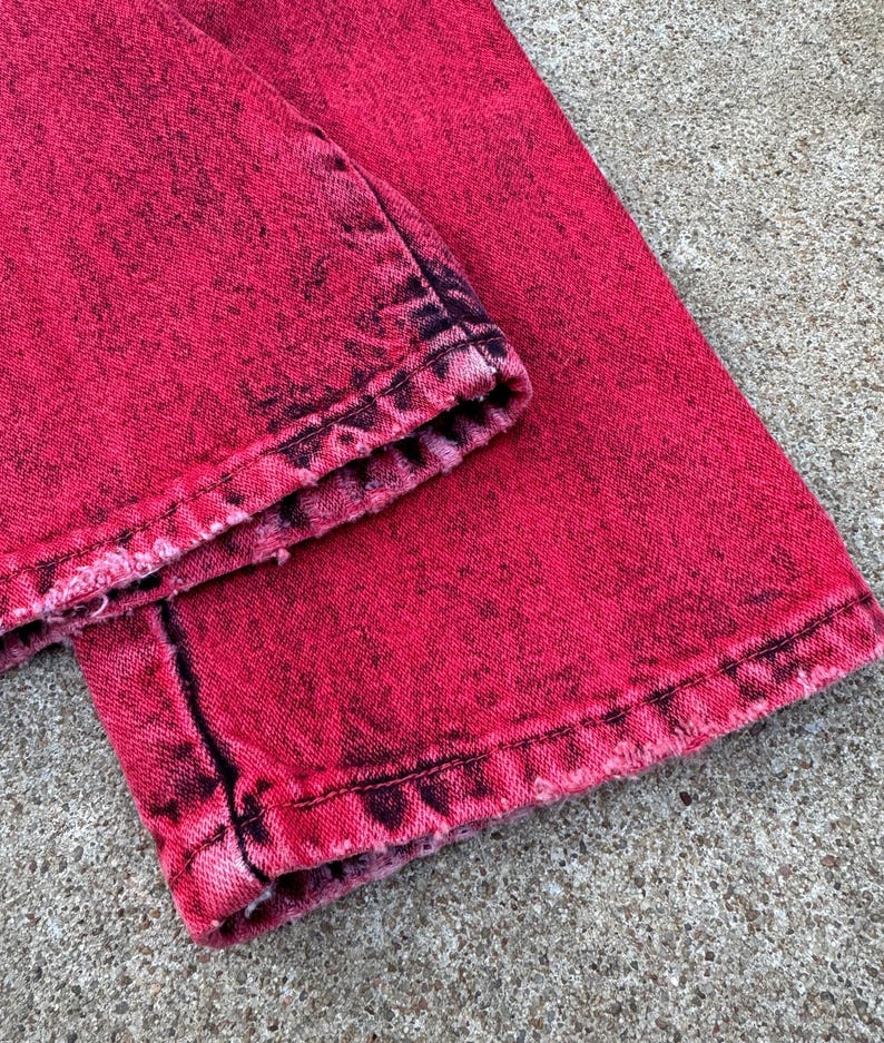 1980s Wrangler Bright Red Hot Pink Acid Wash Jeans // 10 28x33" // Neon ...