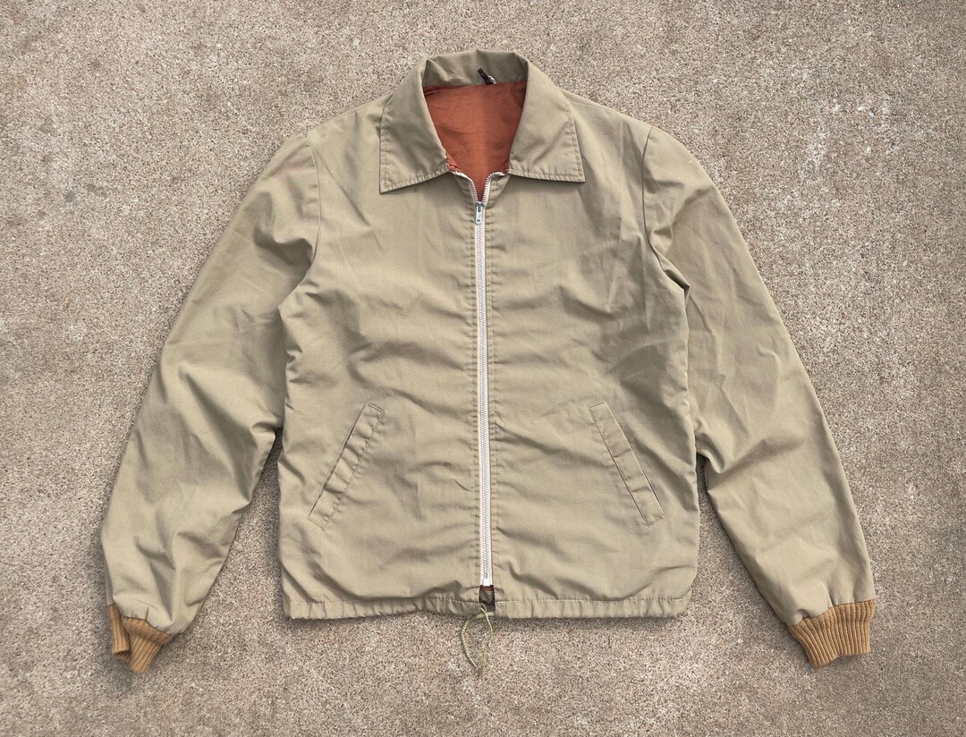 1960s Vintage Khaki Talon Zip Harrington Mechanic Jacket // Small ...