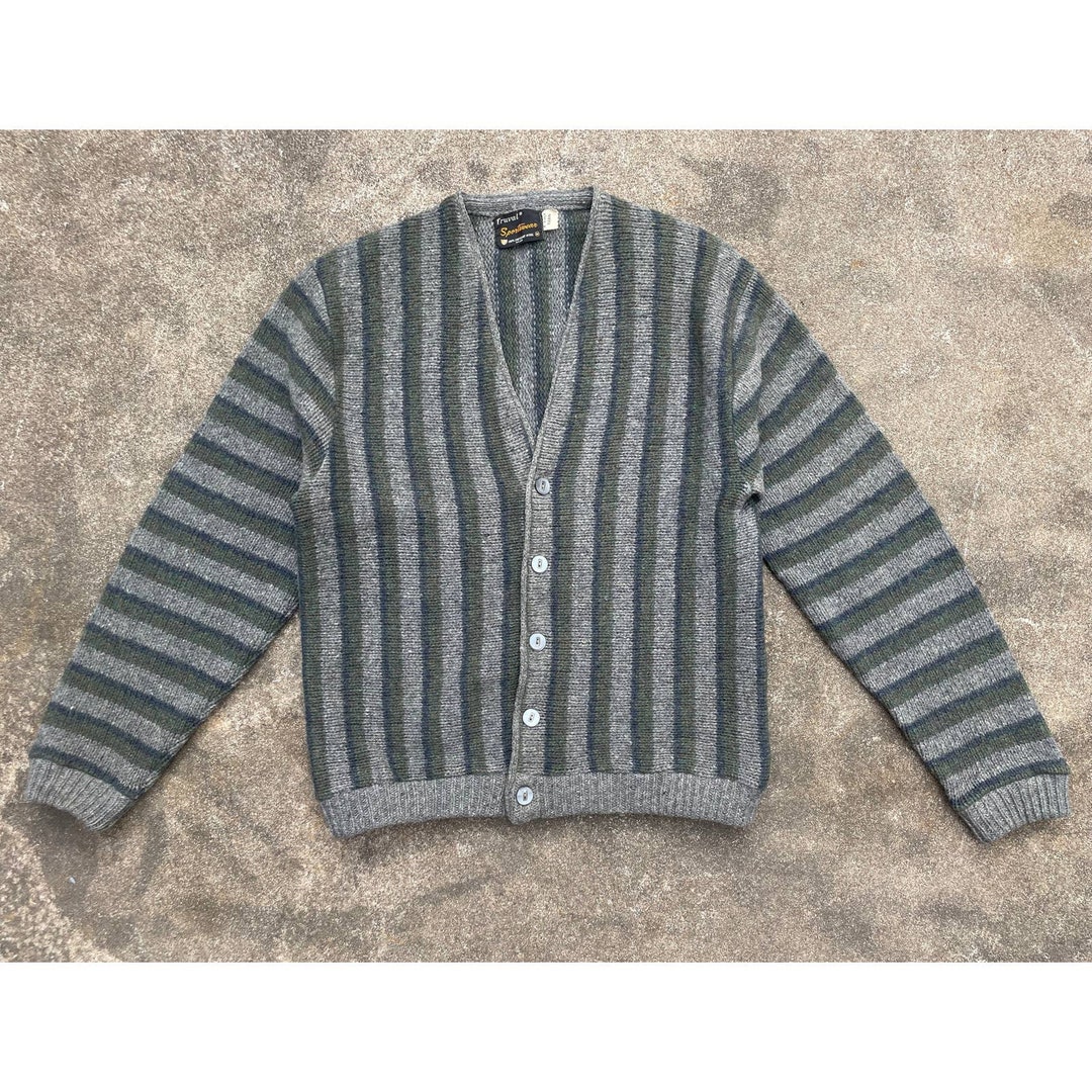 1950s Vintage Truval Sportswear 100% Wool Striped Sweater // Medium ...