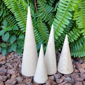 Big Wooden Cones Set of 4, Modern Christmas Tree, Eco-friendly Natural ...