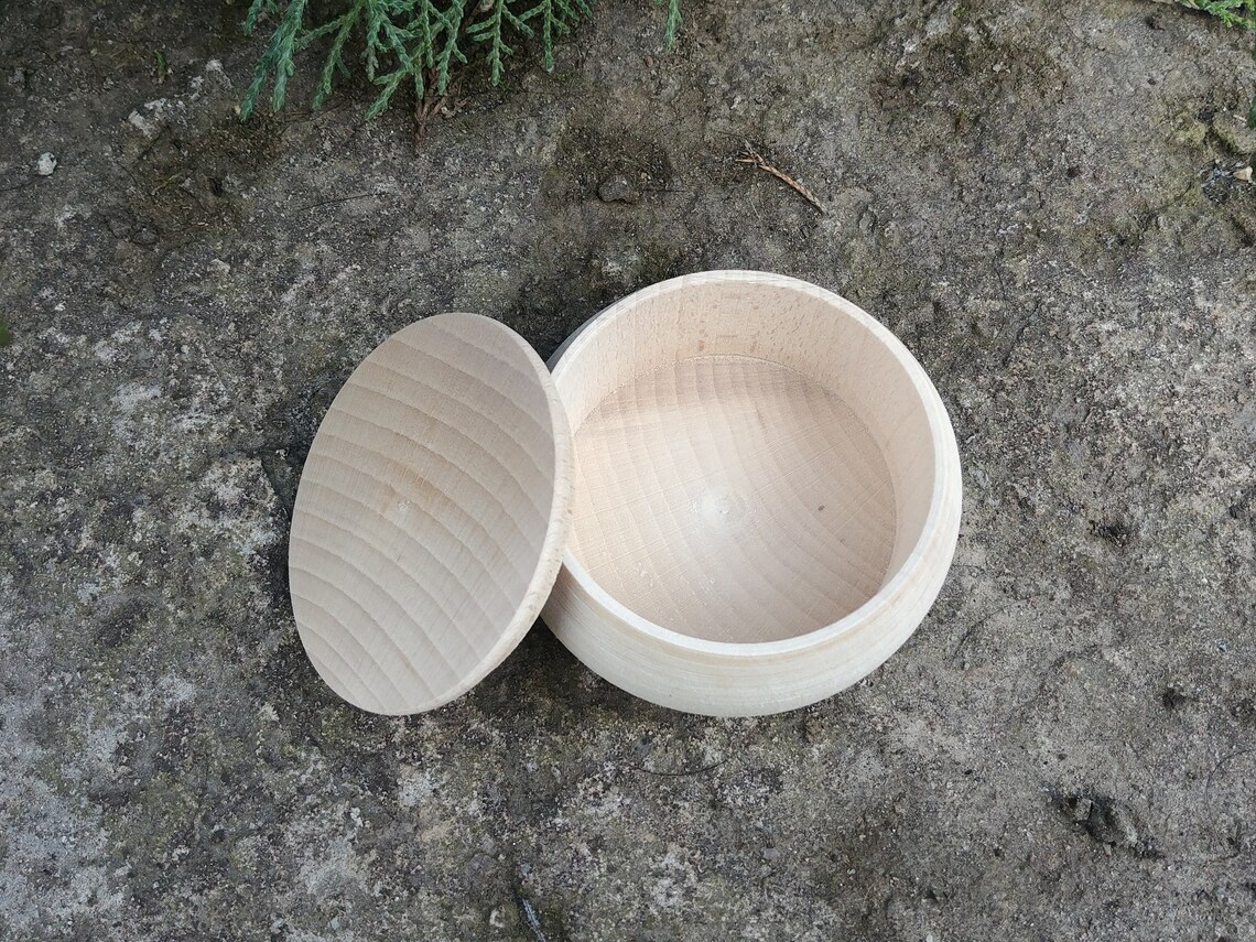 Round Wooden Box with cover 75mm Unfinished Wooden Craft Box | Etsy