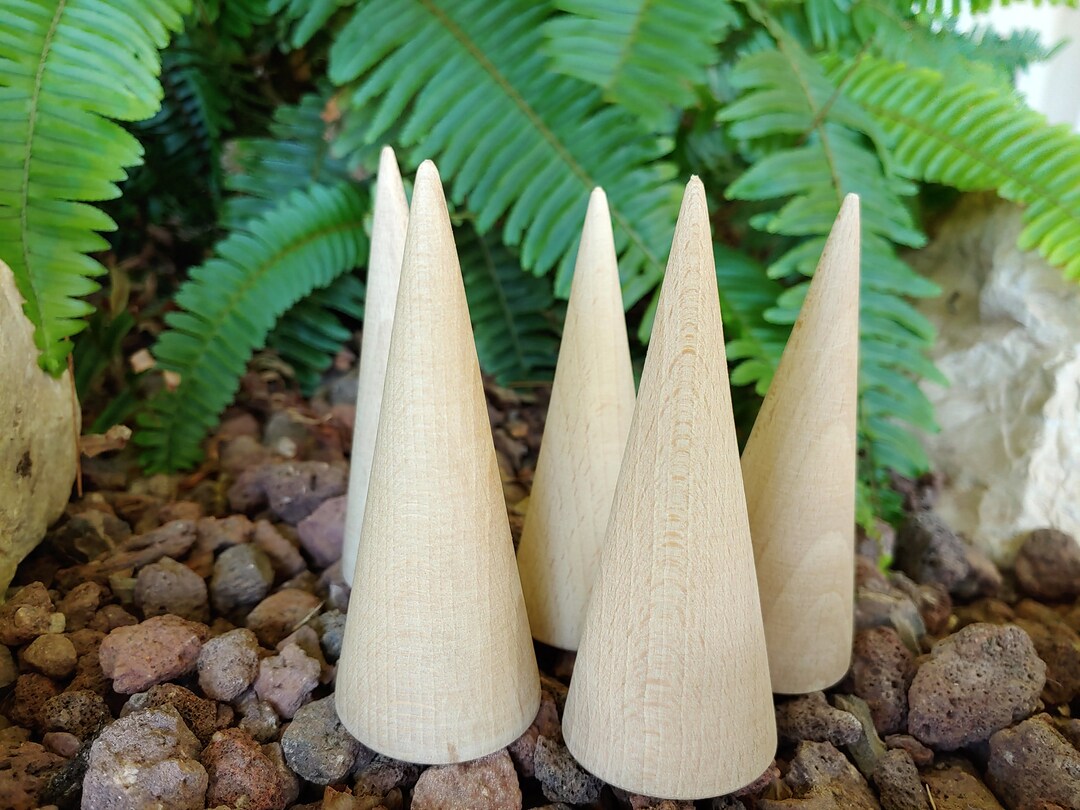 Wooden Cones Set of 5 Pcs, Wood Cone 4 Inch, Natural Eco Friendly ...