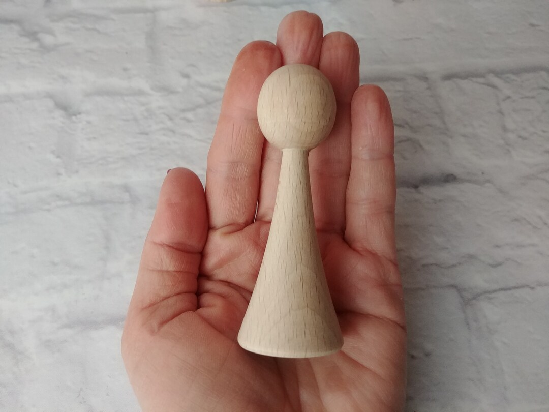 Small Wooden Peg Dolls Blank 3.2 Inch, Unfinished Solid Wood Peg Toy ...