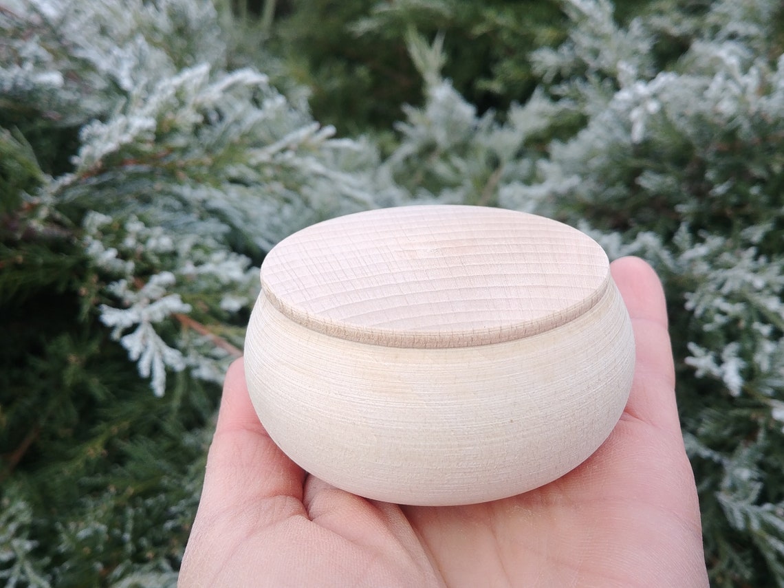Round Wooden Box with cover 75mm Unfinished Wooden Craft Box | Etsy