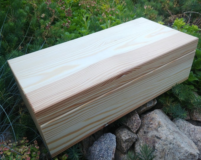 Large Rectangular Wood Box Unpainted Rustic Pine Box Unfinished Wooden ...