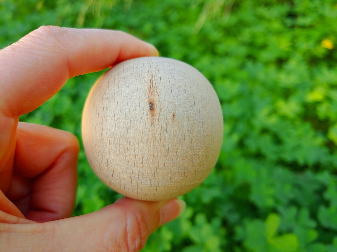 Solid Wood Ball 2 Inch, Medium Wooden Bead Without Hole, Eco Friendly ...