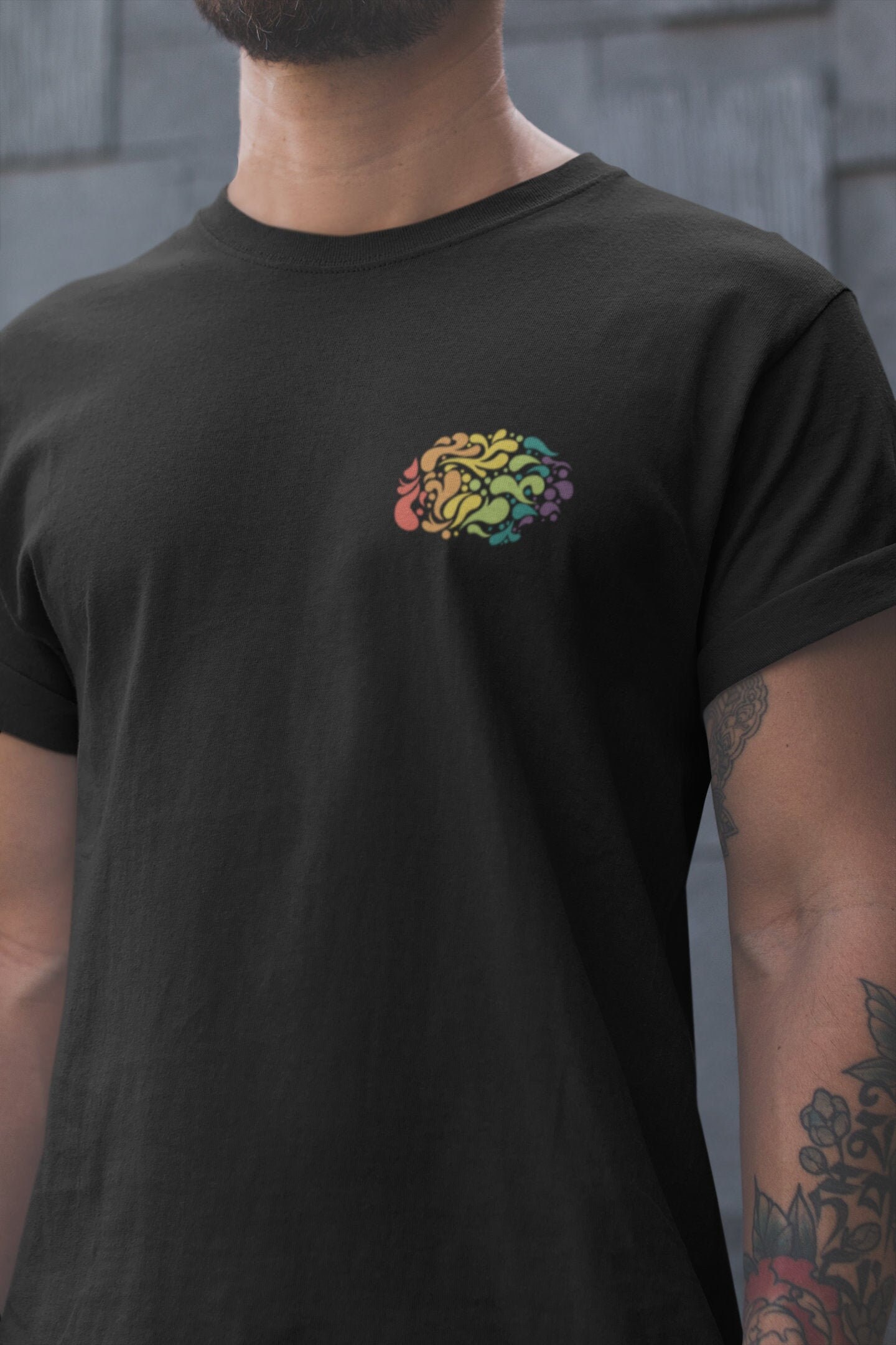 Neurodiversity T-Shirt Rainbow Brain Pocket Print Autism | Etsy