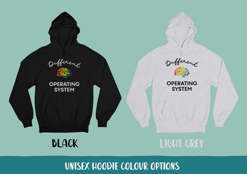 Neurodiversity Hoodie - Different Operating System - Rainbow Brain ...
