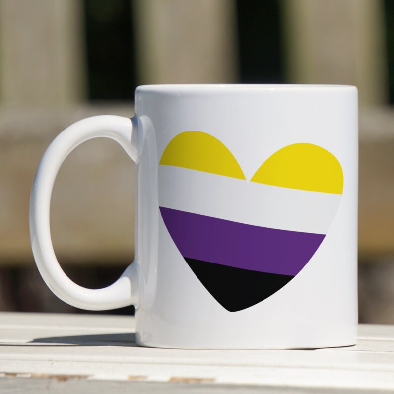 Non Binary Non Binary Coffee Mug Heart Flag Gender Etsy