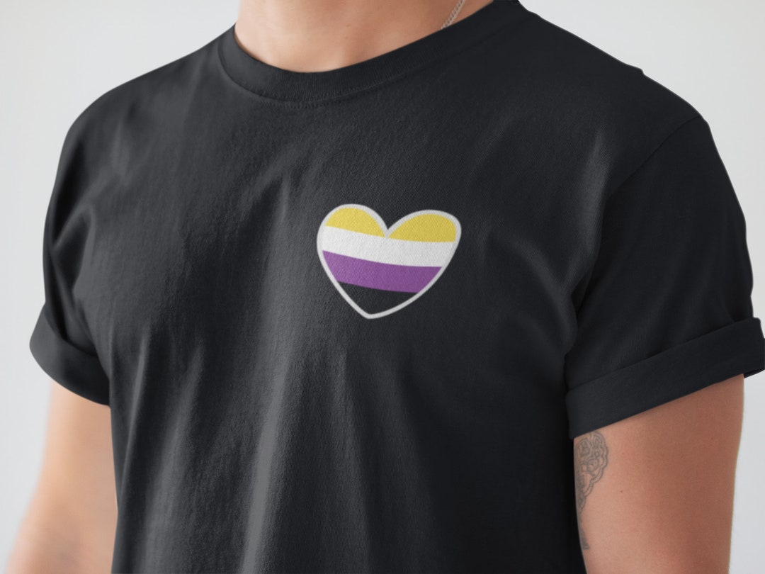 Nonbinary Shirt Nonbinary Pride Flag Heart Pocket Print Unisex T Shirt ...