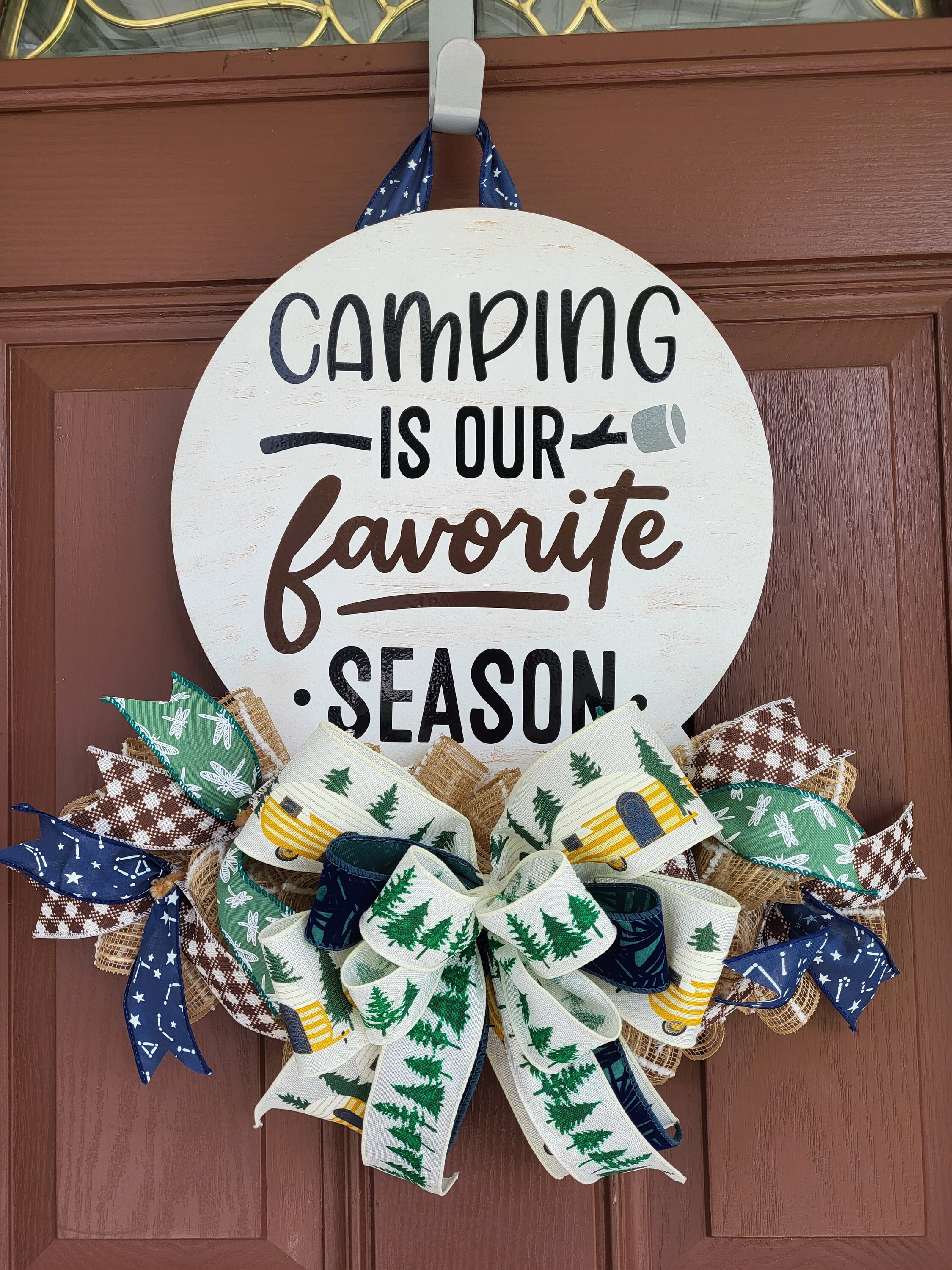 Camping Decor, Camping Wreath, Camper Door Hanger, Camping is Our ...