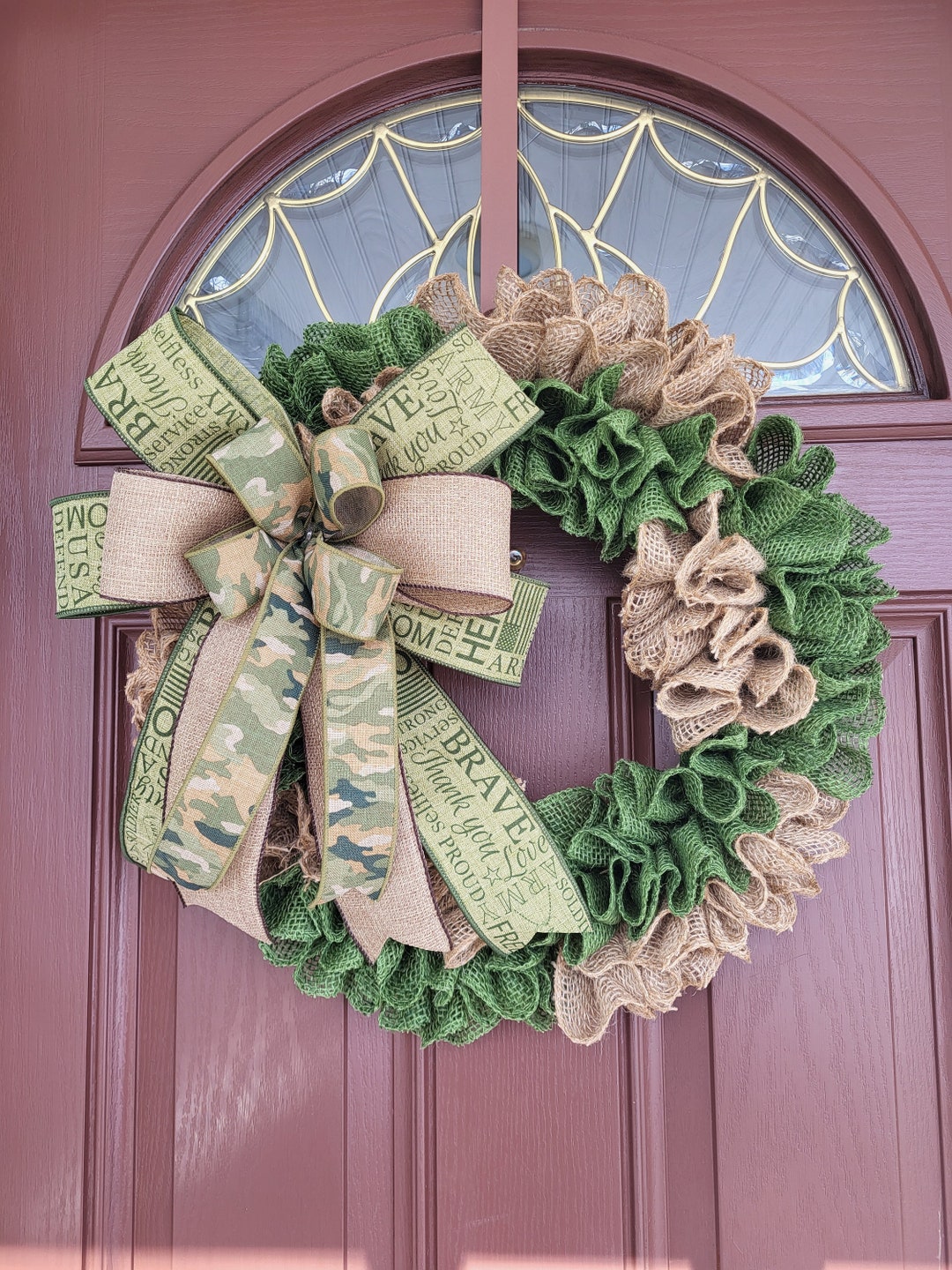 Army Wreath, Burlap Wreath, Camouflage, Soldier Wreath, Memorial Day ...