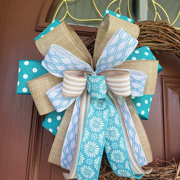 Teal Bow for Wreaths - Etsy