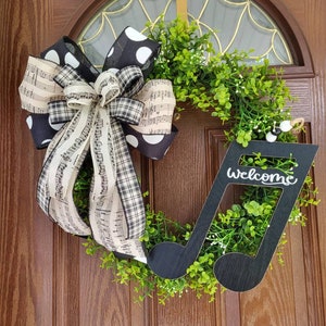 Music Wreath, Music Gift, Music Note, Wreath for Front Door, Front Door ...