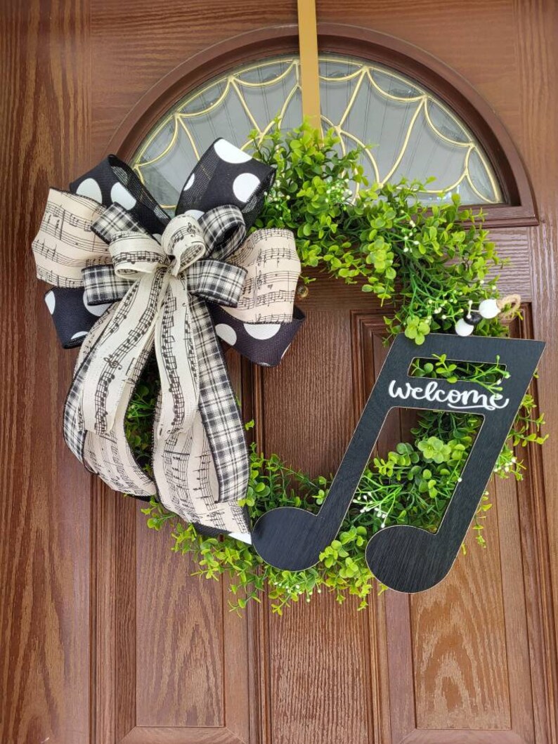 Music Wreath Music Gift Music Note Wreath for Front Door - Etsy