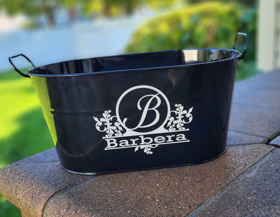 Metal Bucket, Personalized Basket, Card Holder, Monogram Basket ...