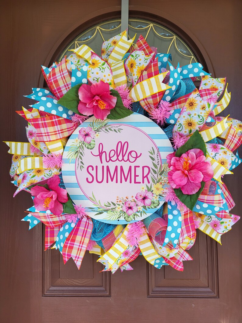 Summer Wreath, Hello Summer, Tropical Wreath, Wreaths for Front Door ...